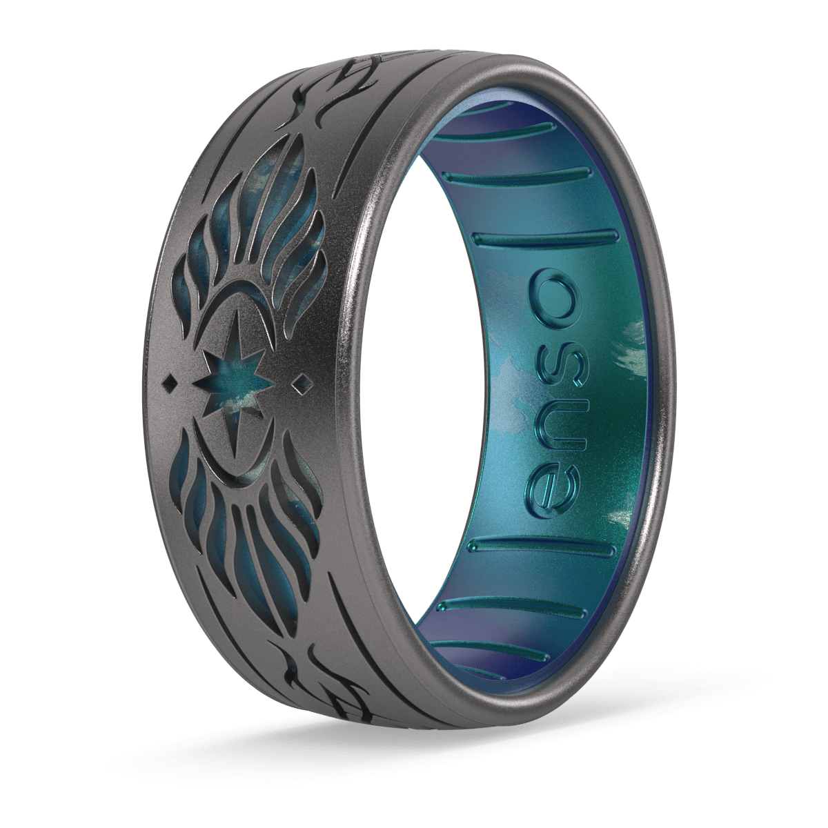 Aragorn's Crown Silicone Ring - Platinum/Forest | Enso Rings